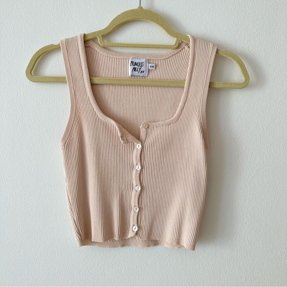 Princess Polly | Tops | Princess Polly Ribbed Button Crop Tank Top ...